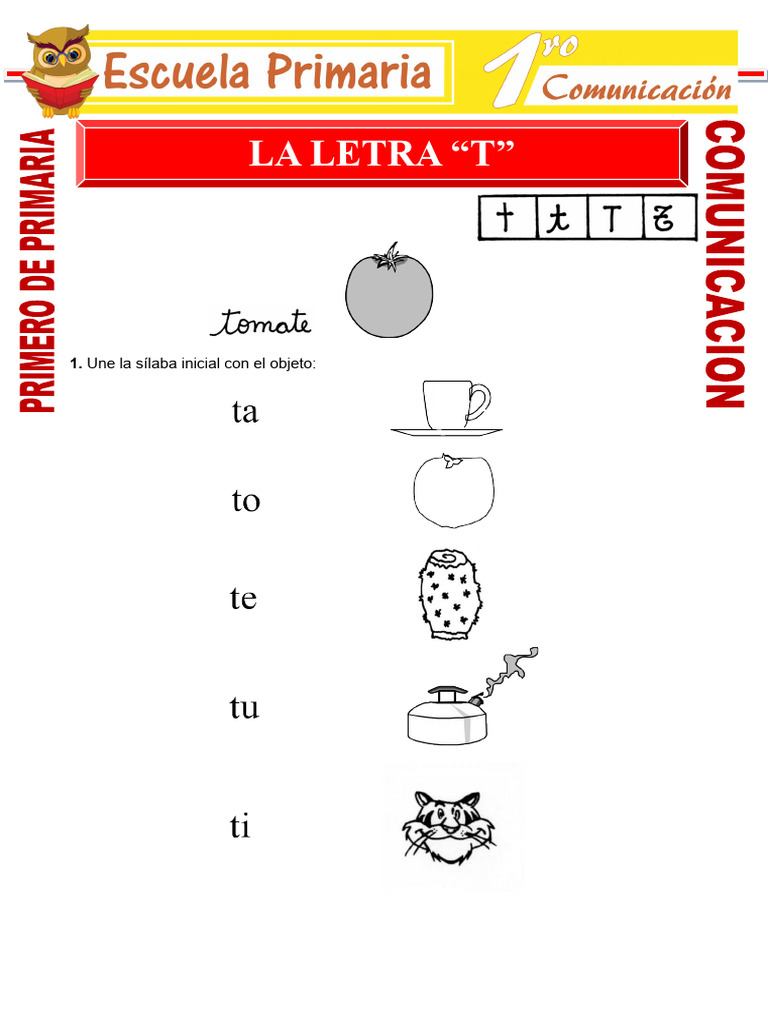 La-Letra-T-para-Primero-de-Primaria - PARA MATHIAS | PDF