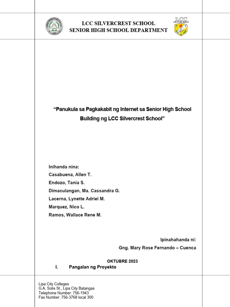 LCC Silvercrest School Senior High School Department | PDF