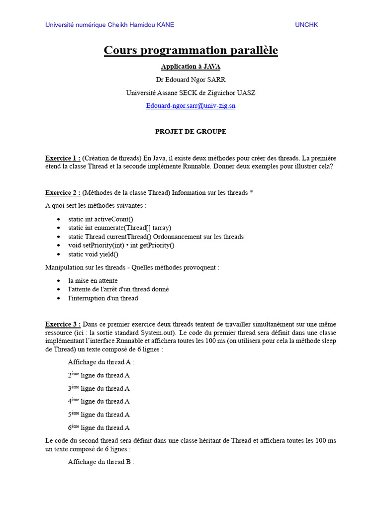 Projet Prog Parallele | PDF | Thread (informatique) | Java (Langage de programmation)