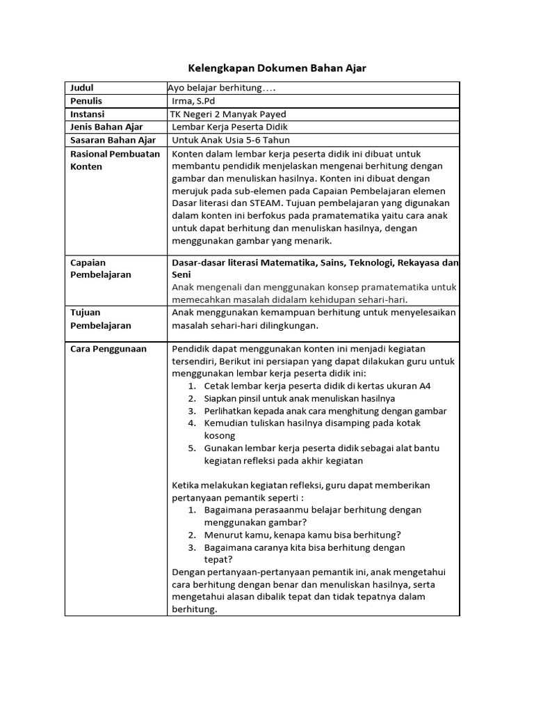 6144 Kelengkapan Dokumen Bahan Ajar | PDF | Karier & Perkembangan | Seni