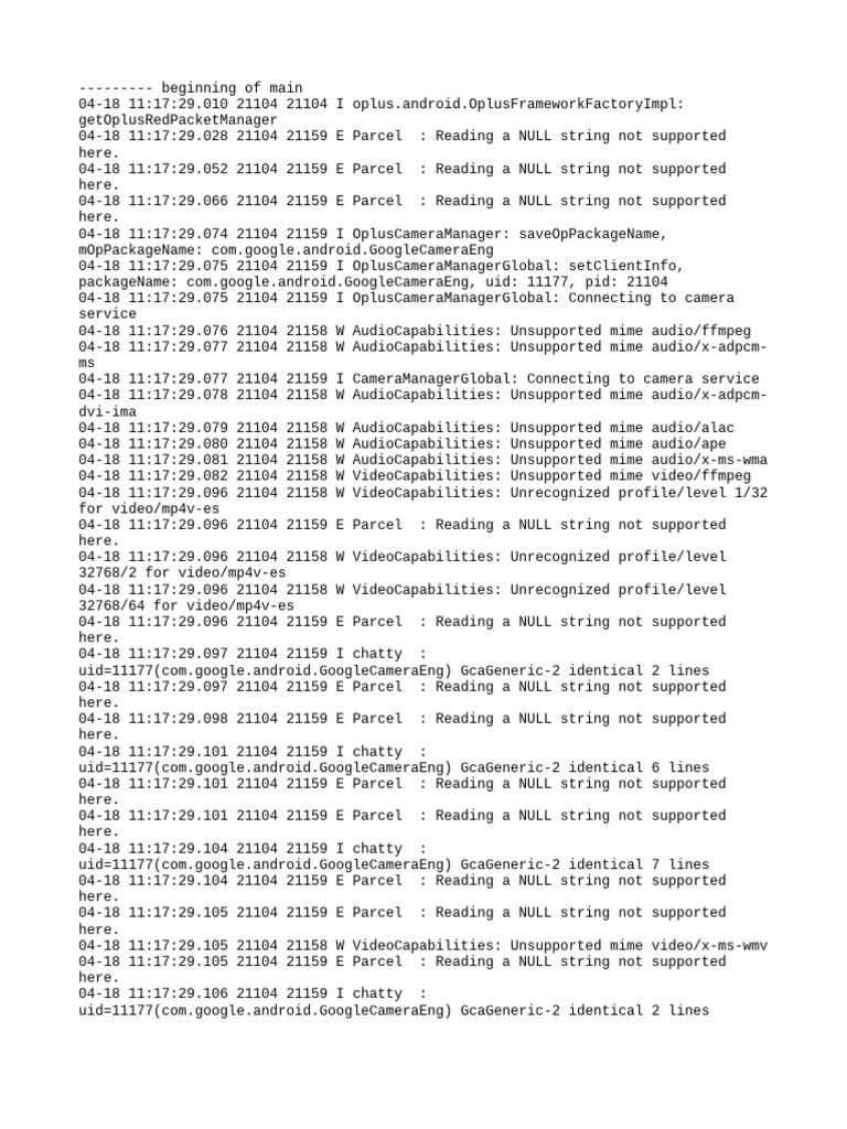 Android Camera Log Errors | PDF | Pointer (Computer Programming) | Image Stabilization
