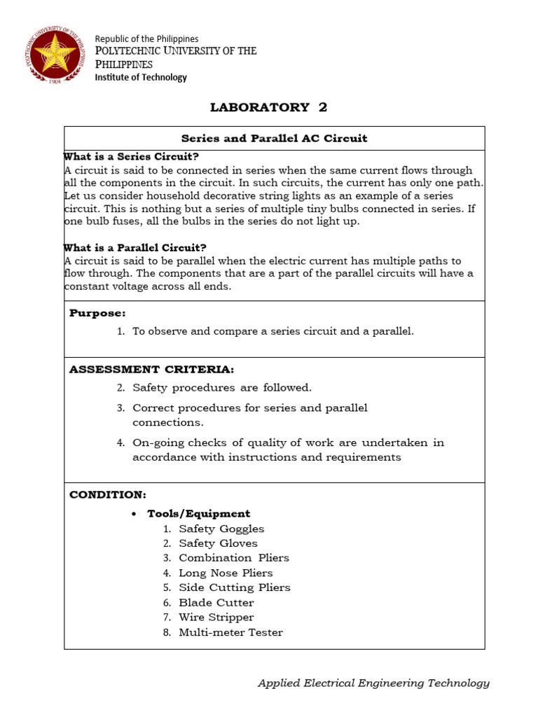 Basic Electrical Engineering Lab 2 | PDF | Series And Parallel Circuits ...