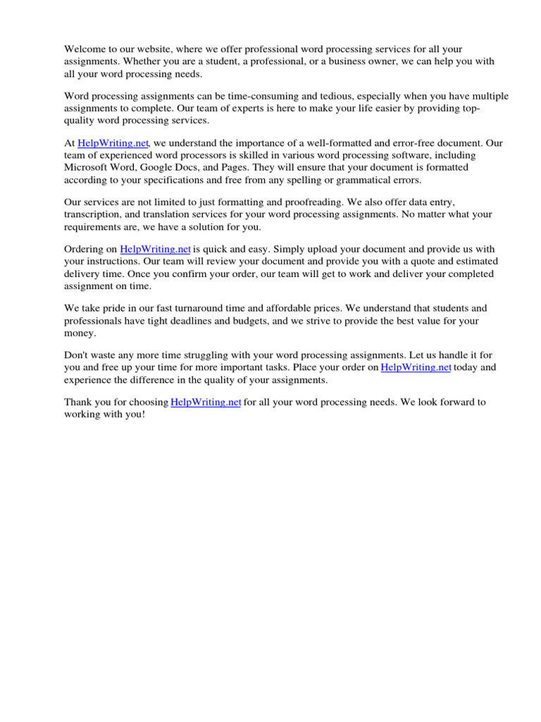 Word Processing Assignments | Download Free PDF | Microsoft Word | Word Processor