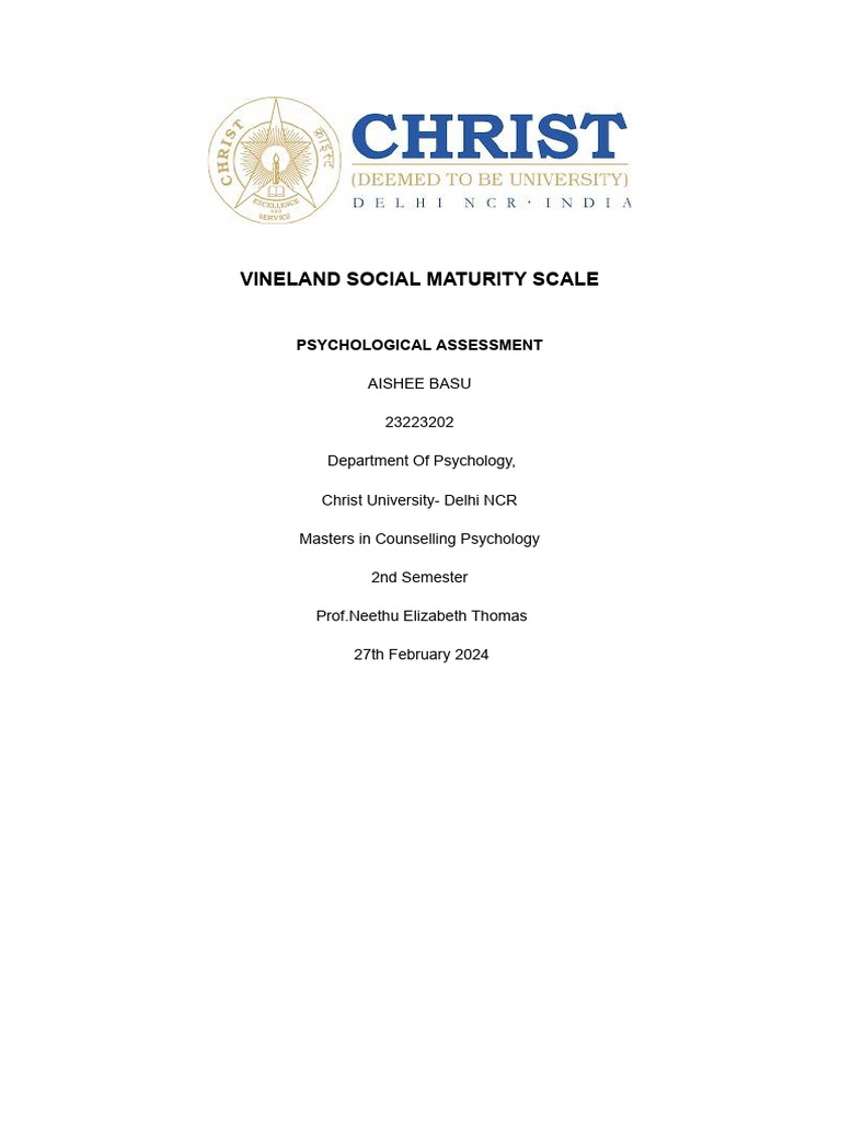 VSMS Final | PDF | Intelligence | Psychology