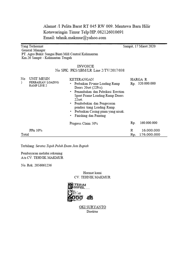 Invoice Perbaikan Loading Ramp | PDF