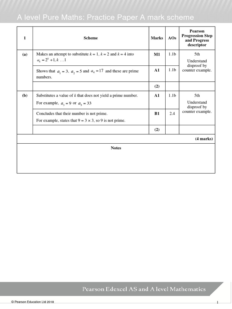 A Level Pure Maths Practice Paper A Mark Scheme | PDF | Equations ...