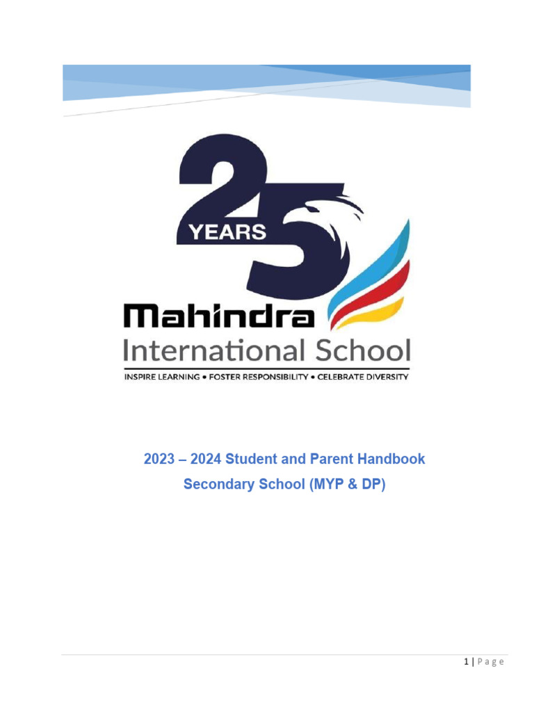 Secondary Student Parent Handbook 2023 24 Pdf Curriculum Teachers