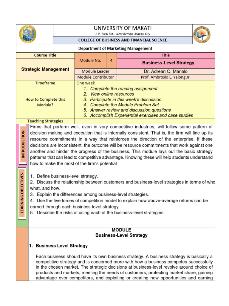 Module 4 Strategic Management | PDF | Strategic Management ...