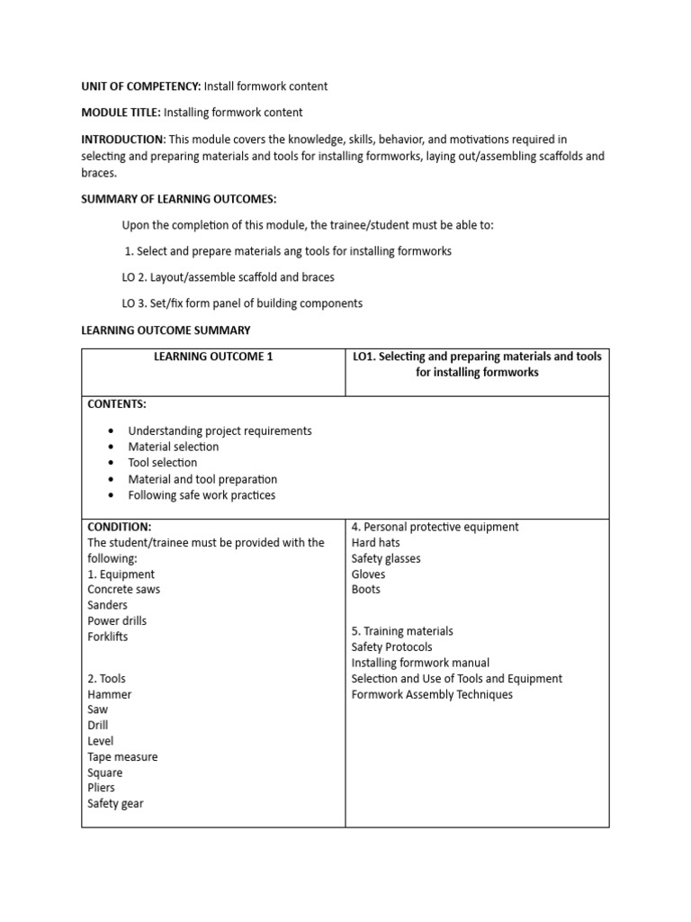 Module Carpentry | PDF | Scaffolding | Tools