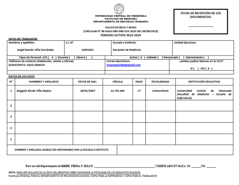 Planila Bse Fac Med Ucv | PDF