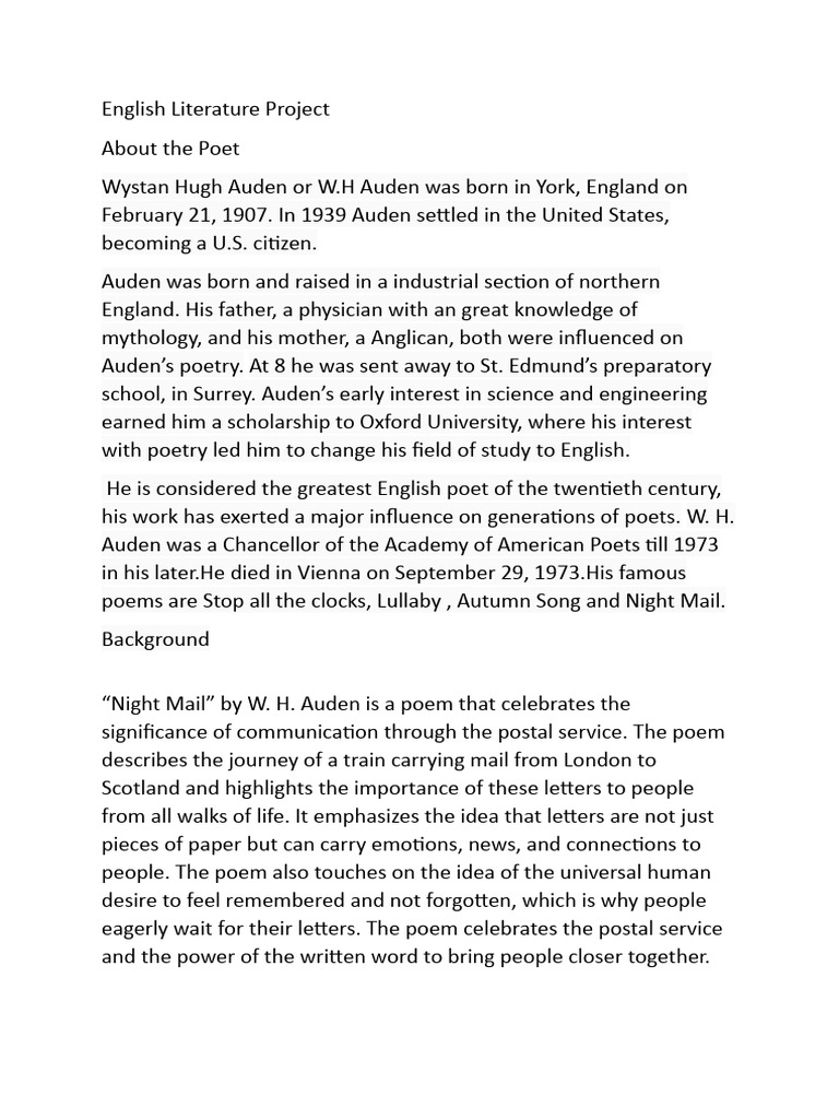 English Literature Project | PDF