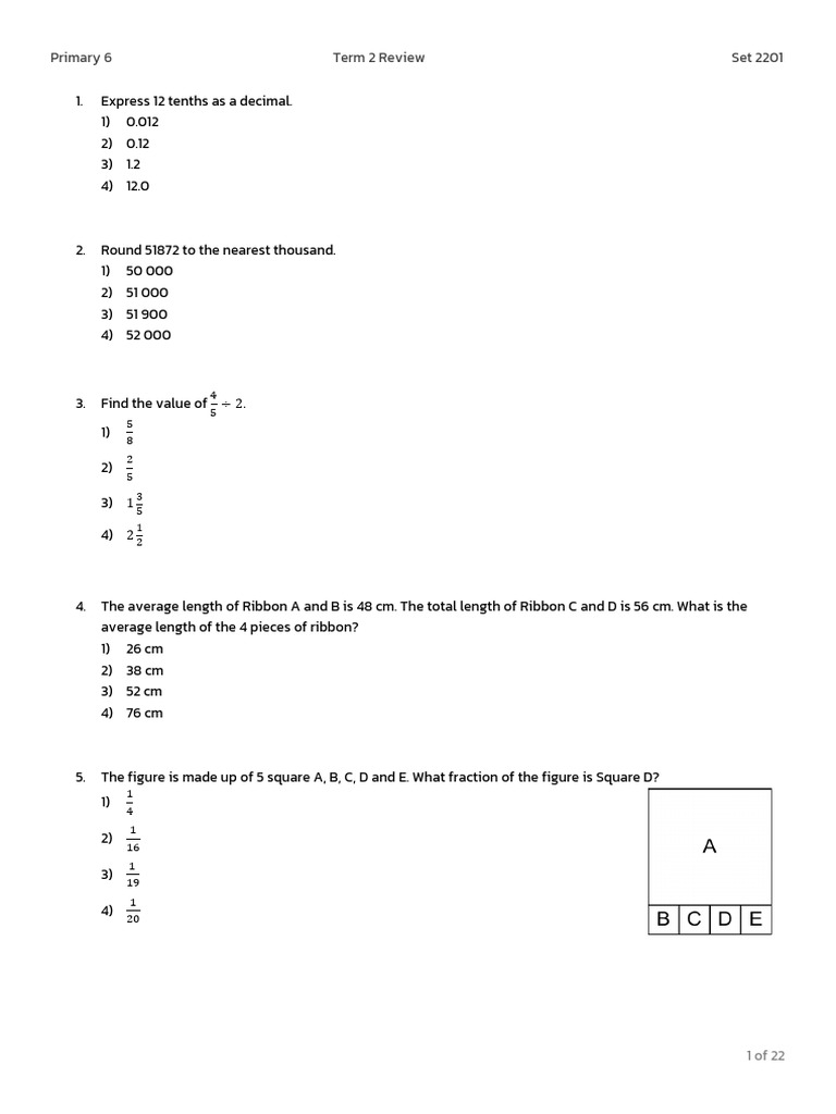 Maths Grade 6 Review IPSLE | Download Free PDF | Area | Elementary Geometry