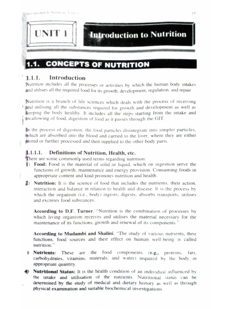 Introduction To Nutrition PDF | PDF