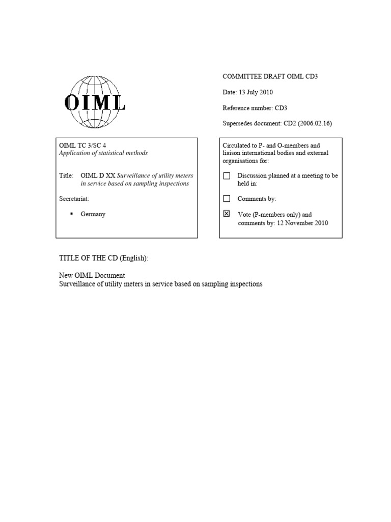 Surveillance of Utility Meters OIML 2010 | PDF