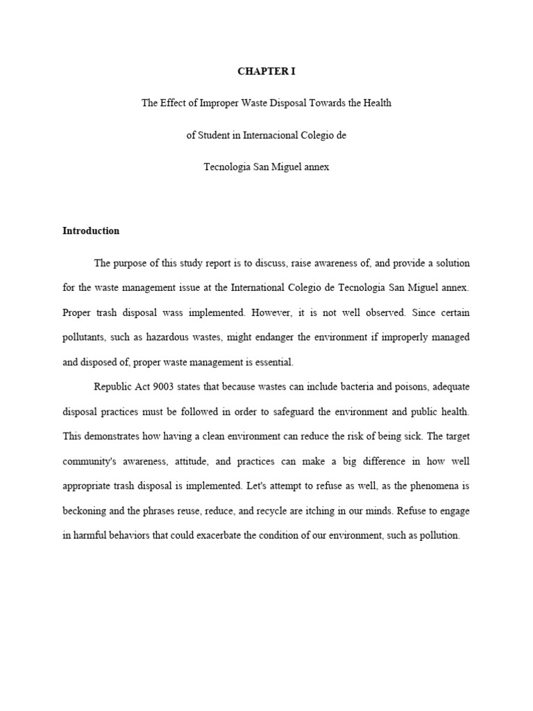 The Effect of Improper Waste Disposal Towards The Health Honey 3IS ...