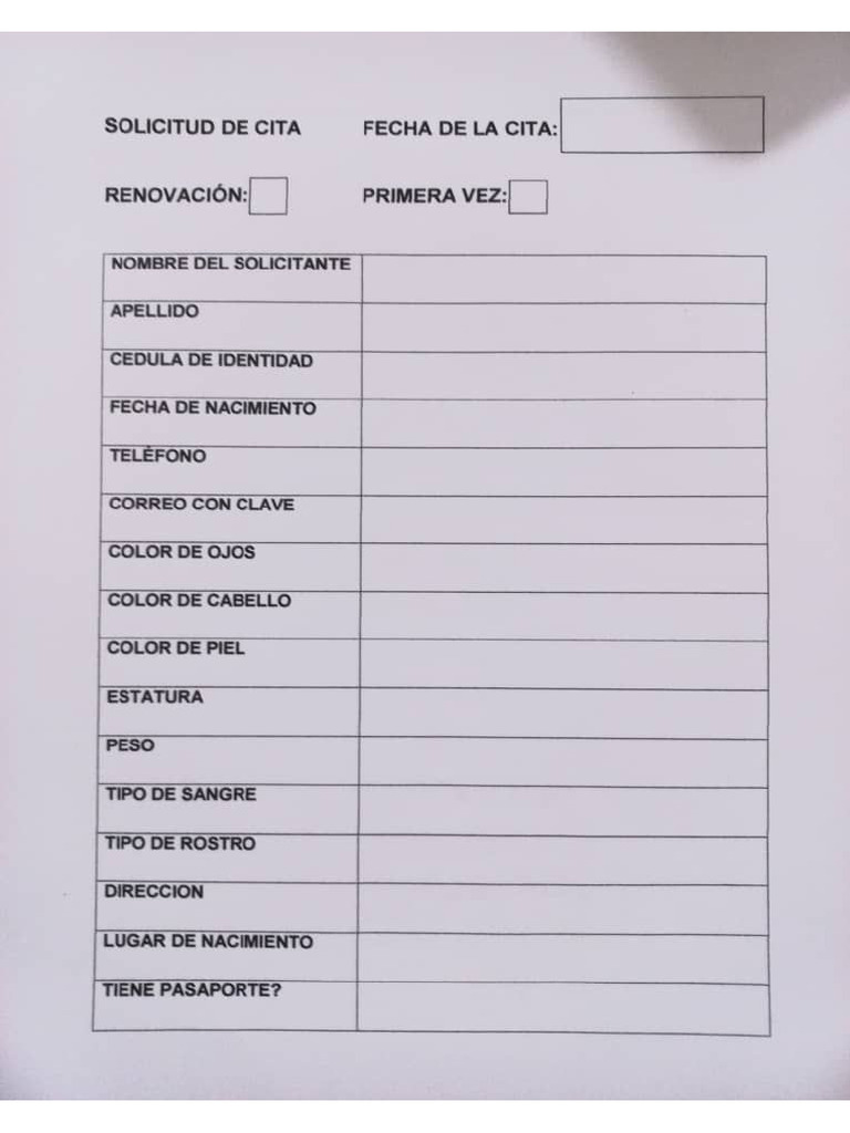 Planilla Del Saime | PDF