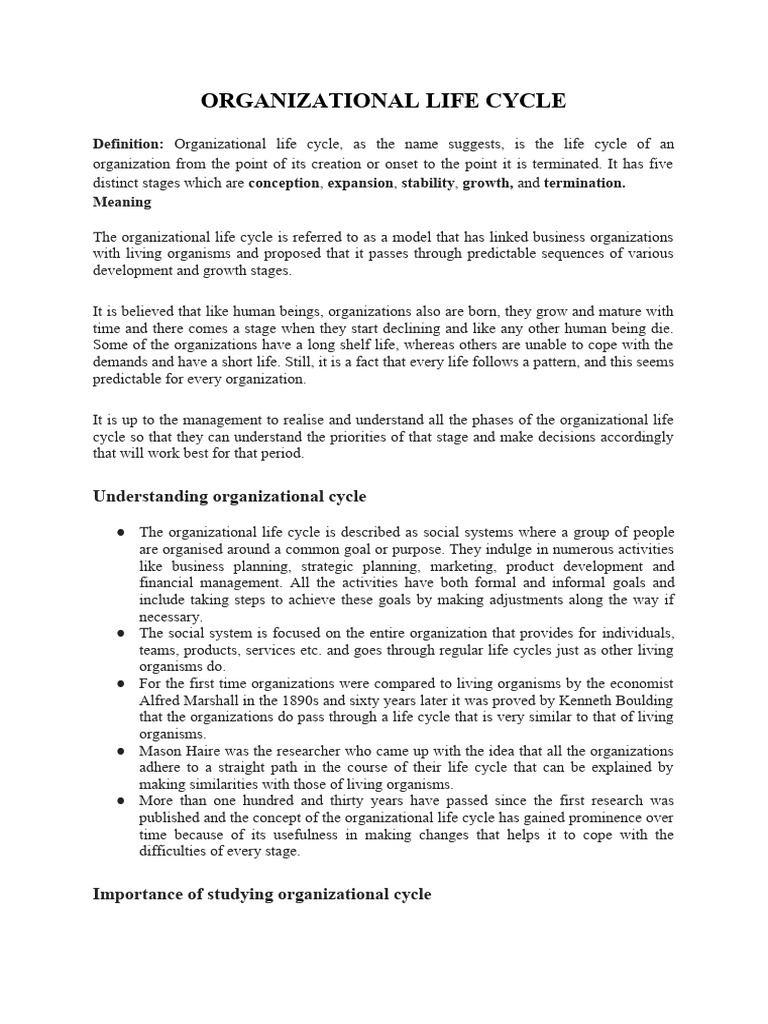 Organizational Life Cycle | PDF | Organizational Structure | Innovation