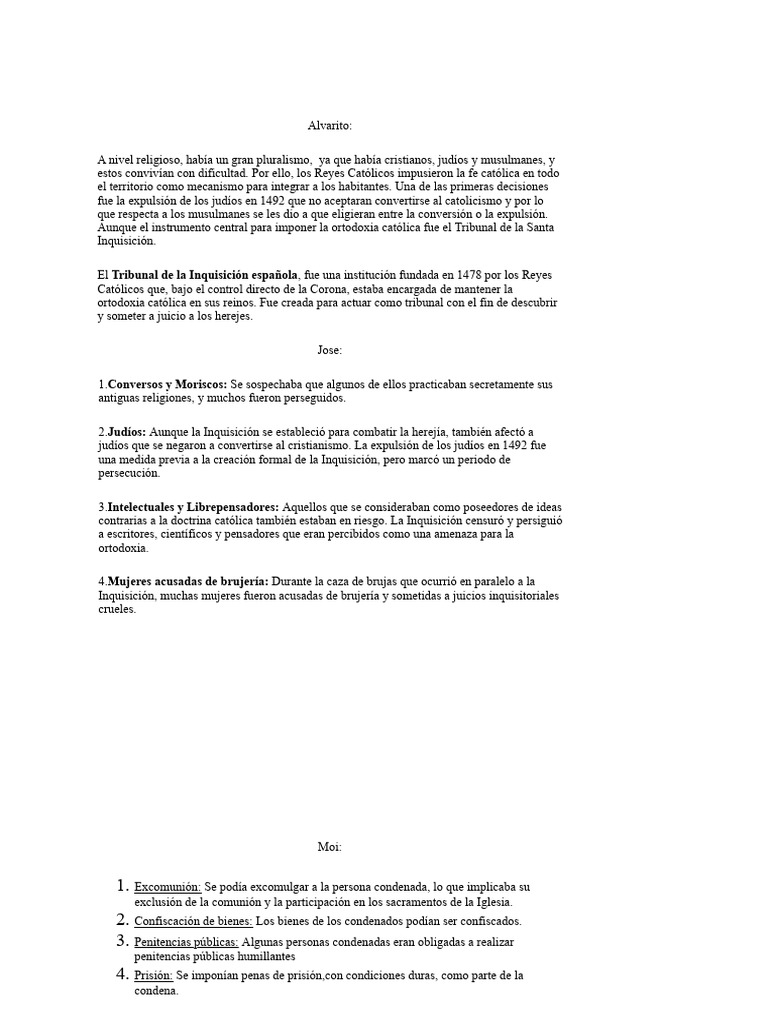 Impacto de la Inquisición Española | PDF | Inquisición | Inquisición ...