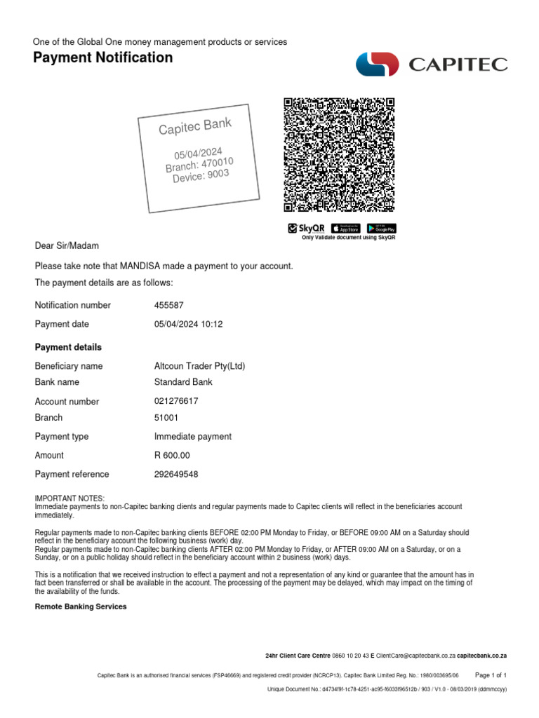 Immediate Payment Notification | Download Free PDF | Banks | Payments