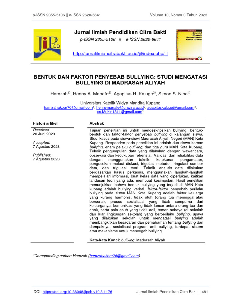 Faktor Penyebab Bullying di Madrasah Aliyah | PDF | Kesehatan Holistik