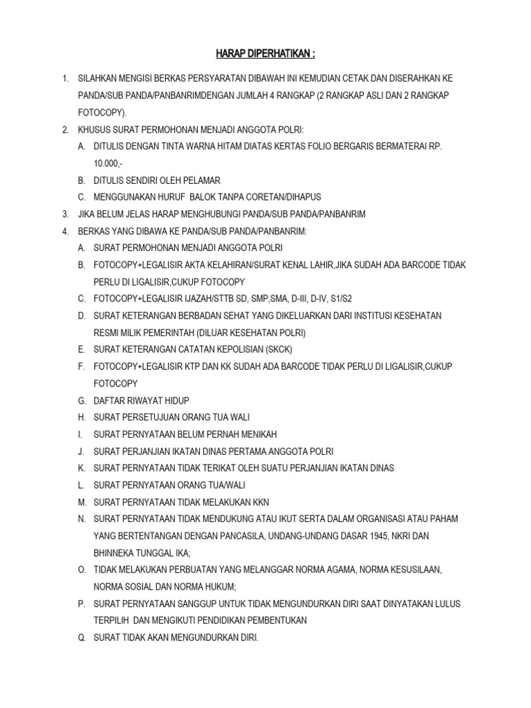 Berkas Bintara Dimas Satrio | PDF