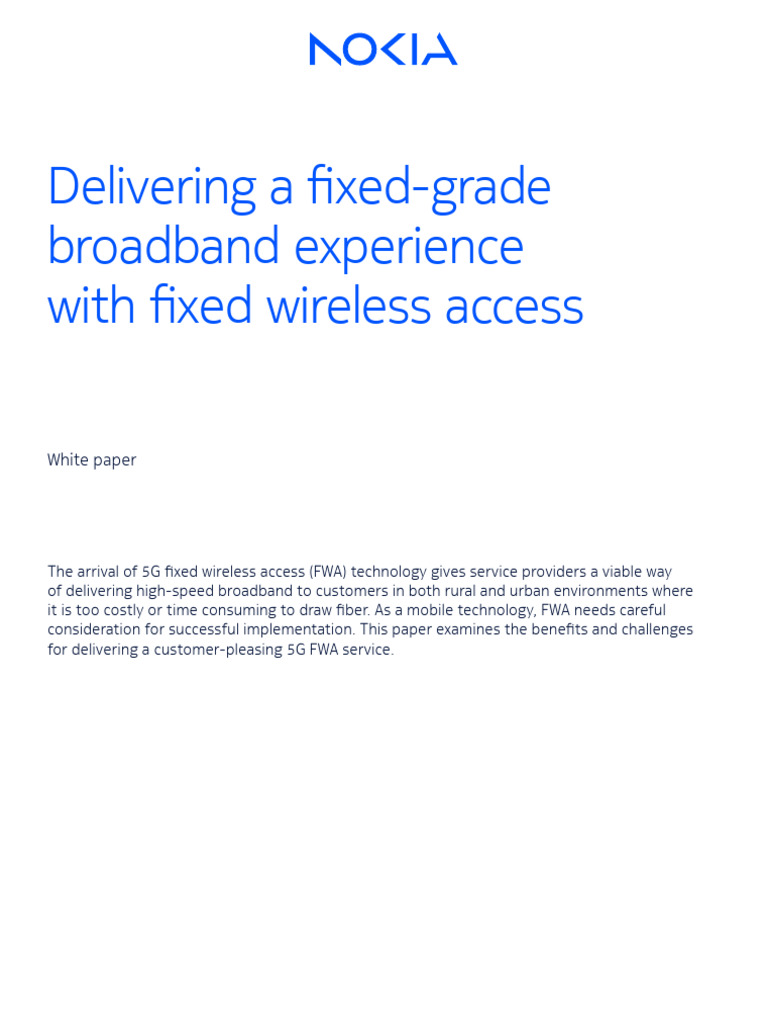Nokia Delivering A Fixed Grade Broadband Experience With Fixed Wireless Access White Paper en ...