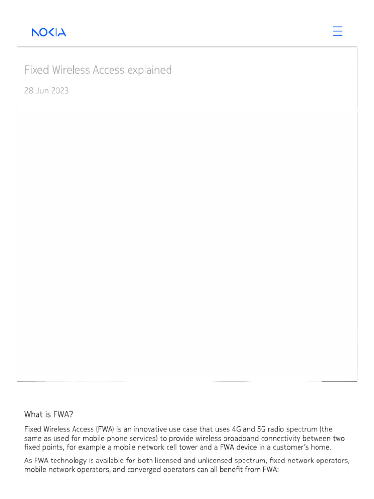 What Is Fixed Wireless Access (FWA) - Nokia | PDF