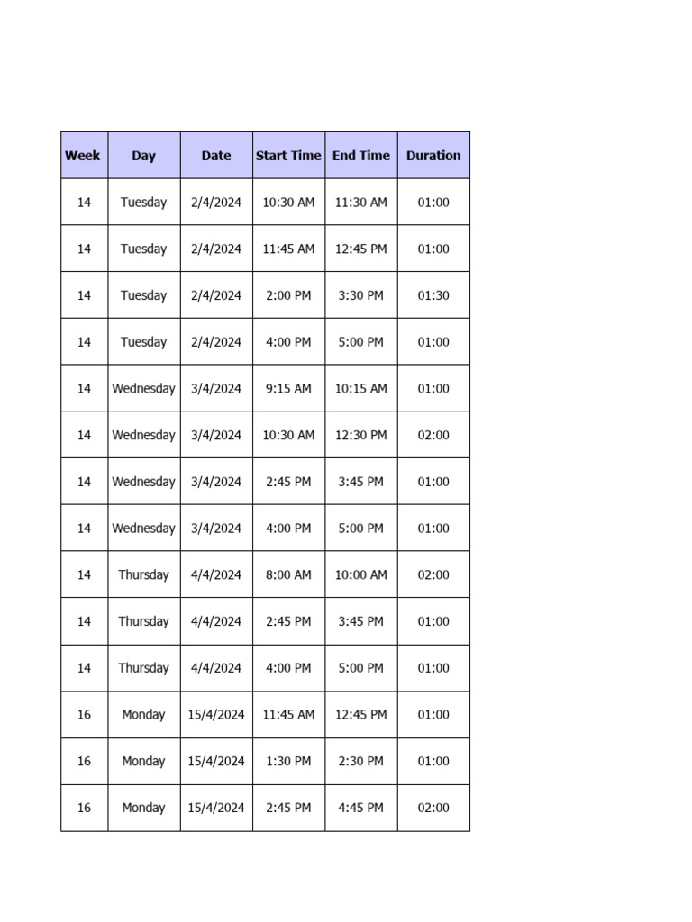 Final Timetable FS124 S1 2024 2404 | PDF