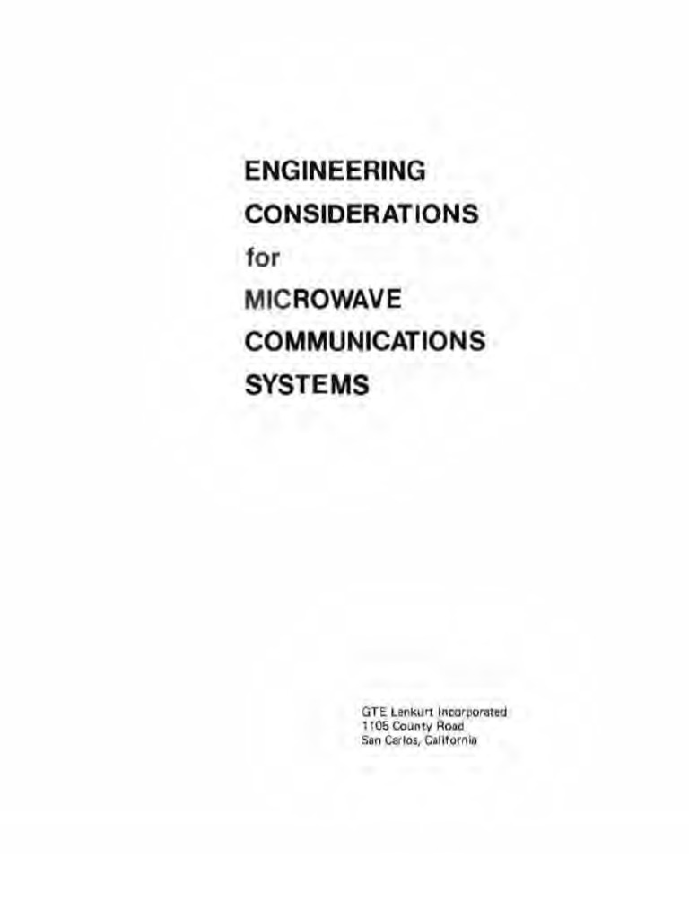 Engineering Considerations For Microwave Communications Systems ...