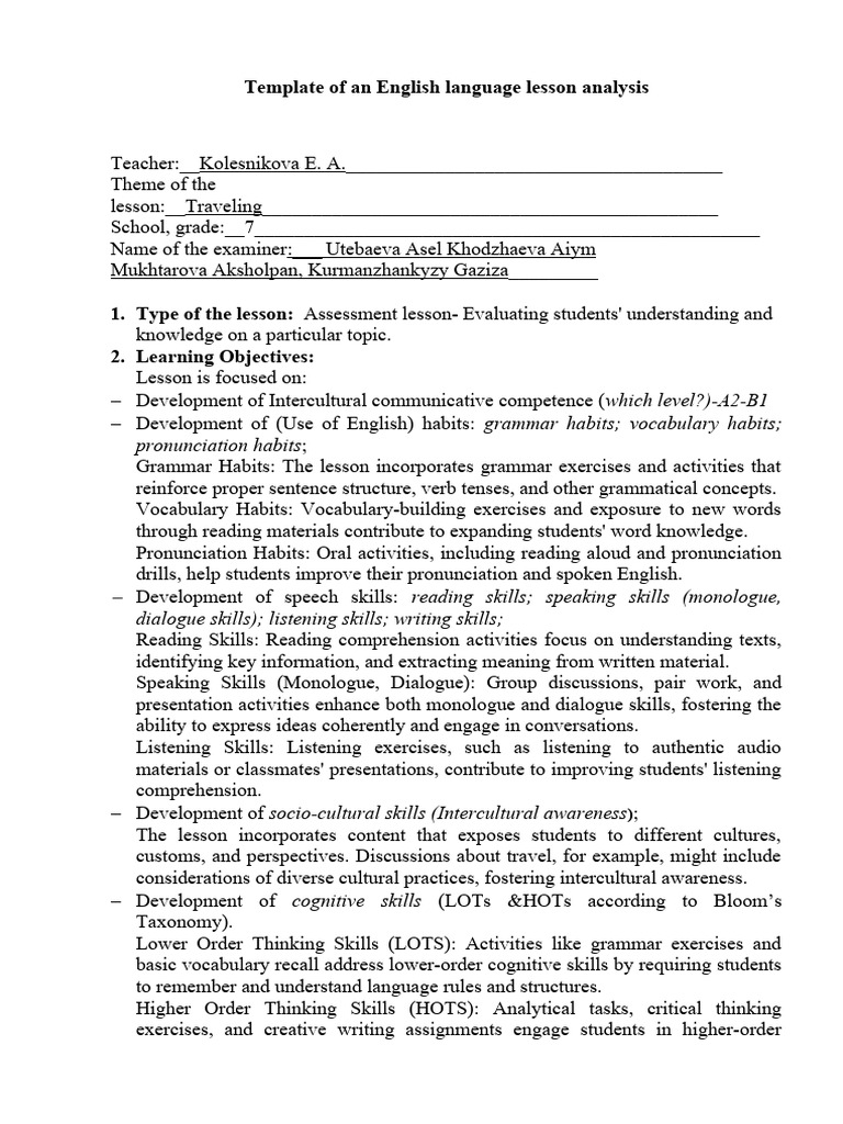 Template of EL Analysis 1 | PDF | Reading Comprehension | Vocabulary