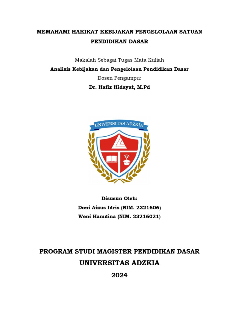 Memahami Hakikat Kebijakan Pengelolaan Satuan Pendidikan Dasar | PDF