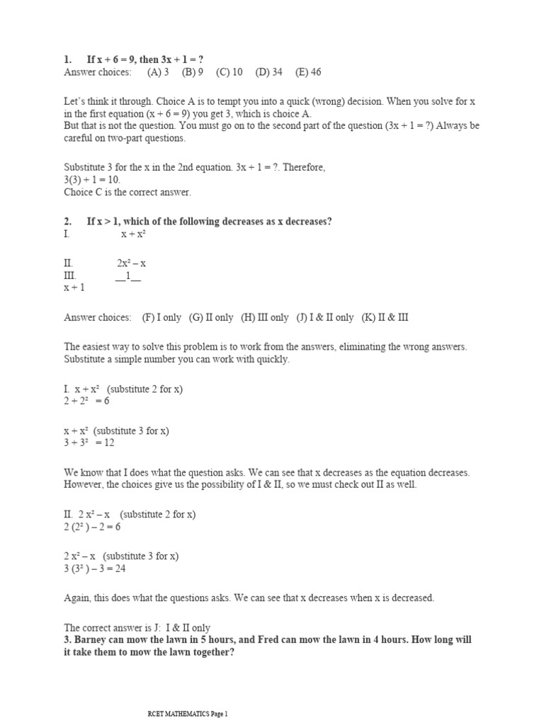 Algebra | PDF | Odds | Equations
