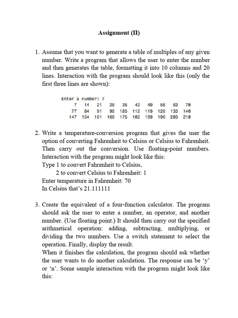 Assignment (II) | PDF | Fahrenheit | Control Flow