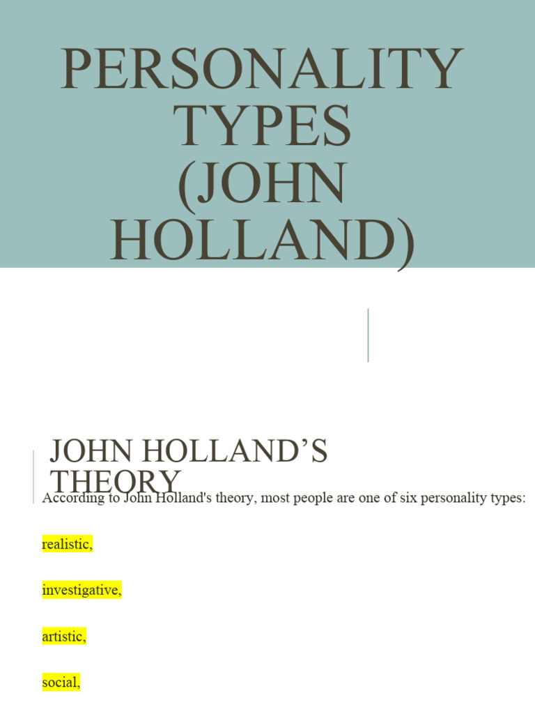 John Holland's Six Personality Types | PDF | Career & Growth