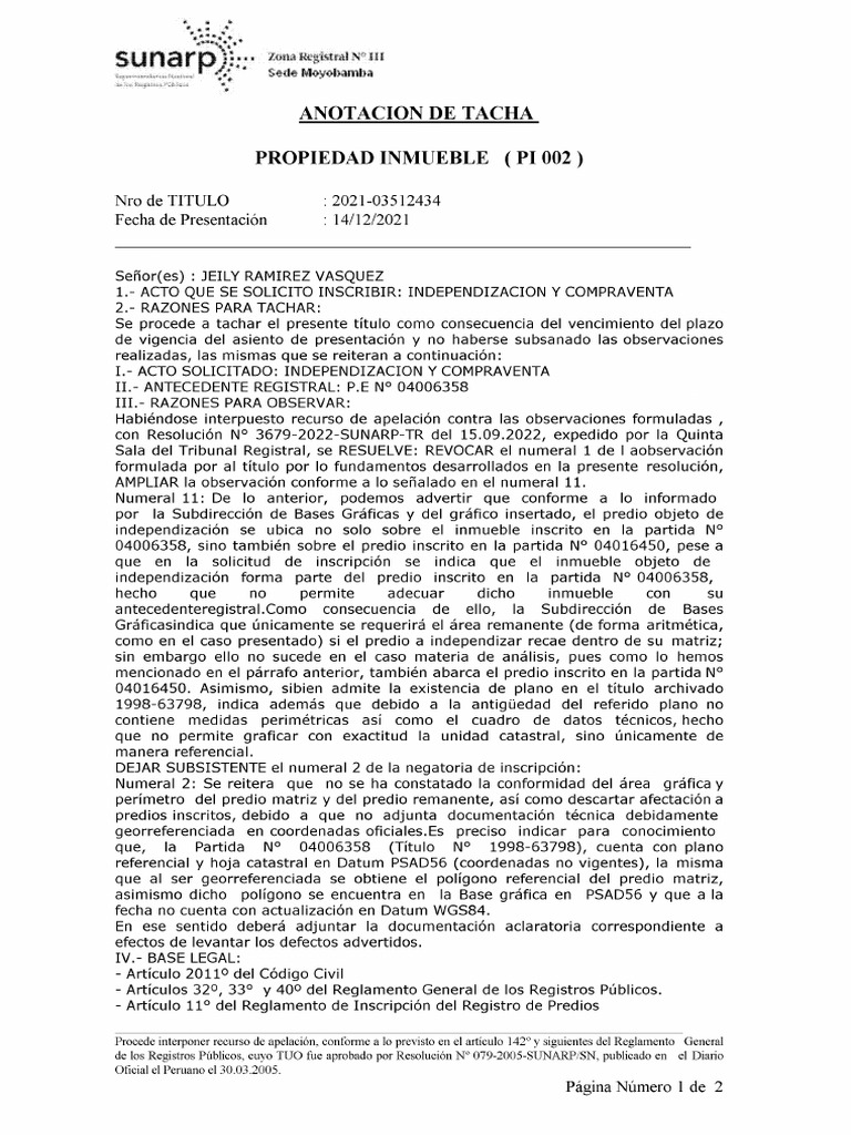 Anotacion de Tacha | PDF