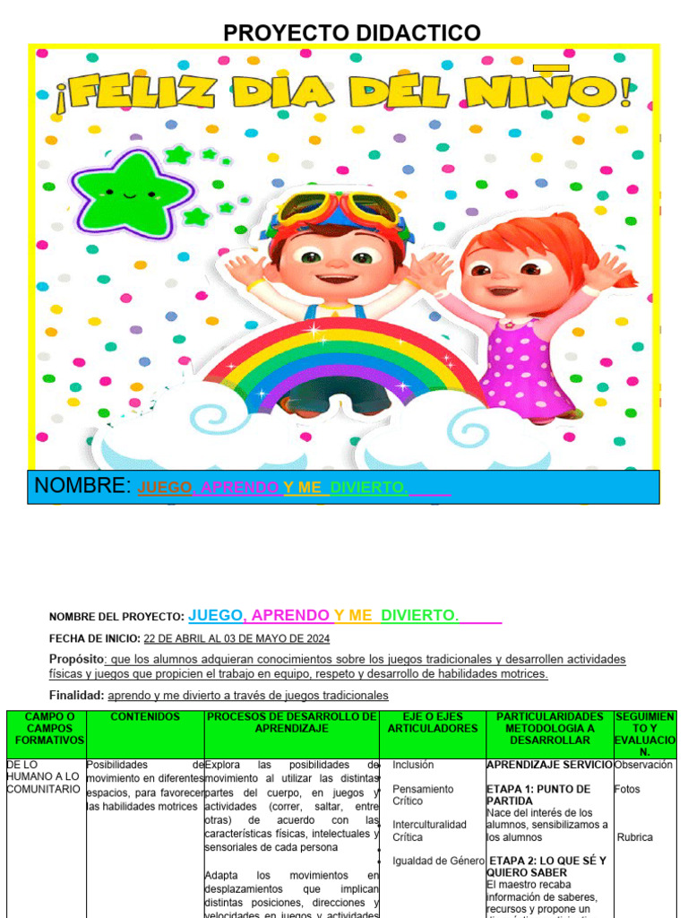 2.-Proyecto Juego, Aprendo y Me Divierto | Descargar gratis PDF ...