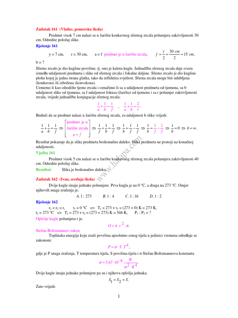 14fs161 Optika, Toplinsko Zračenje 9 | PDF