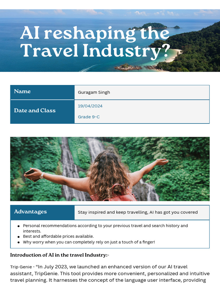 Ai Reshaping The Travel Industry Pdf Artificial Intelligence