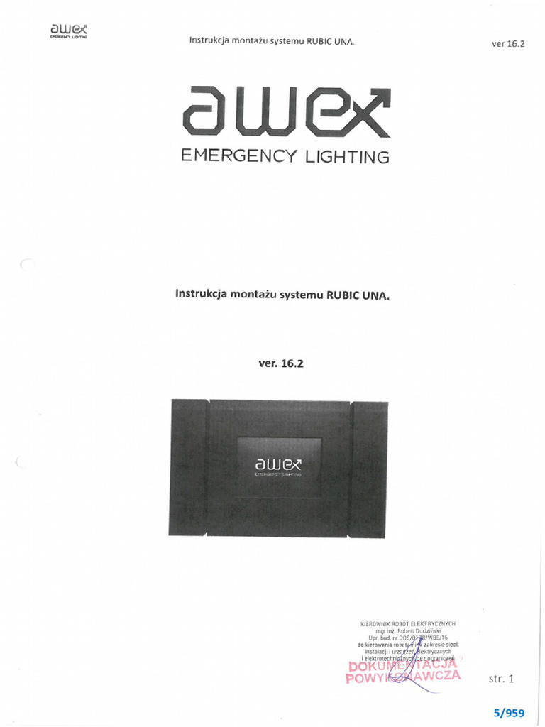NWW - P5 - AB - EI - 40 - 023 - Instrukcja - AWEX Centrala RUBIC UNA | PDF