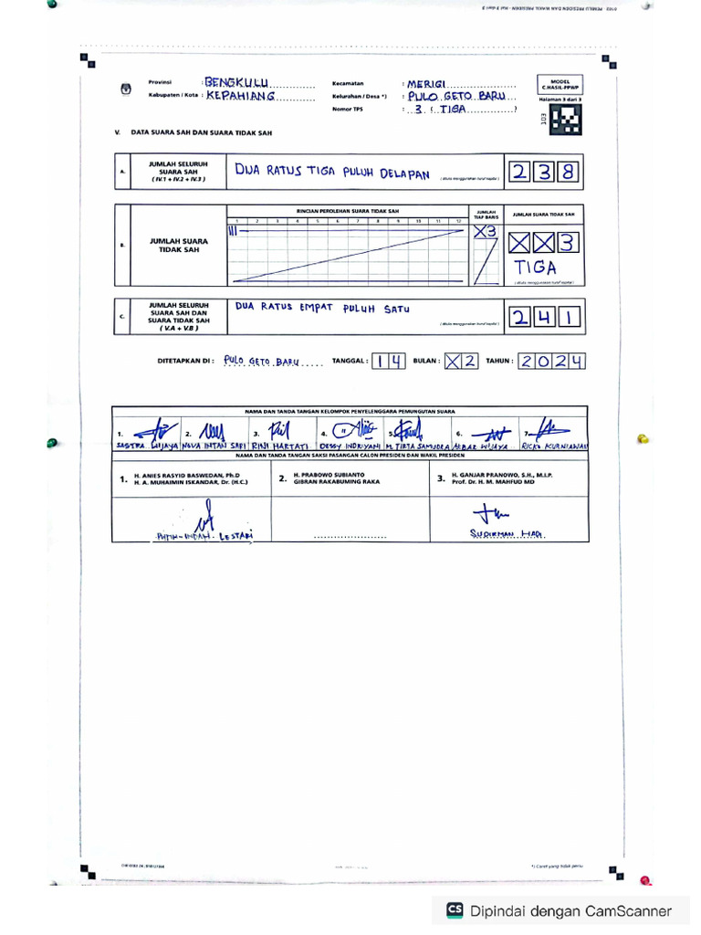 C Plano Presiden Dan Wakil Tps 03 Pulogeto Baru | PDF
