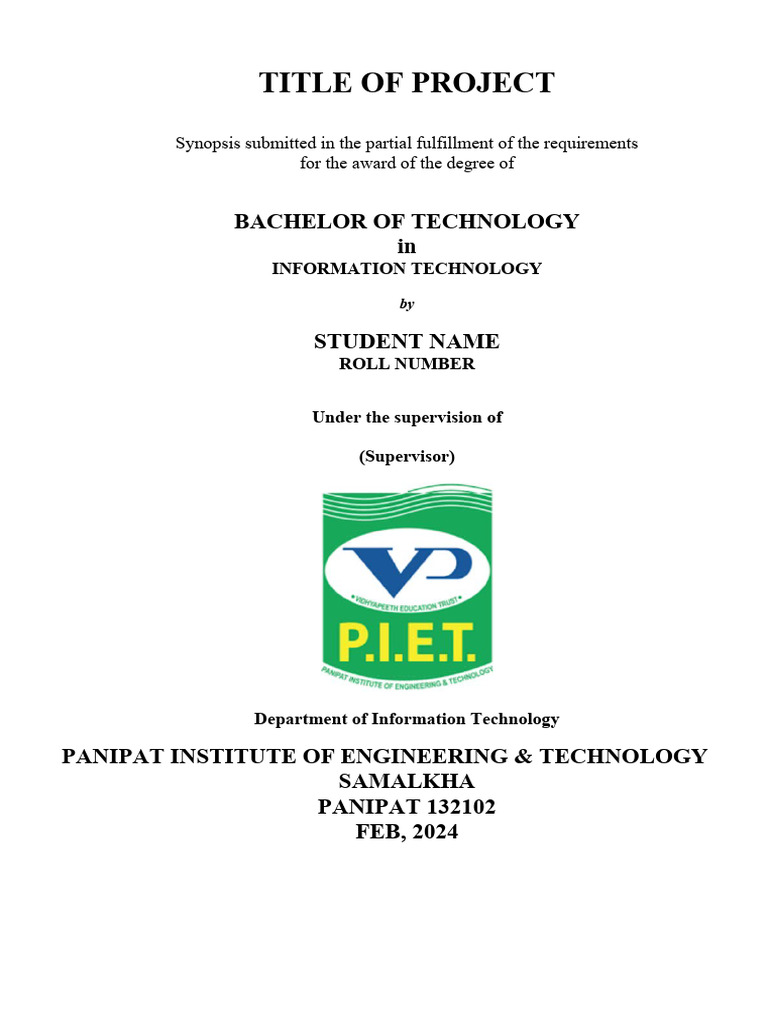 Synopsis Format | PDF | Information Science | Computing