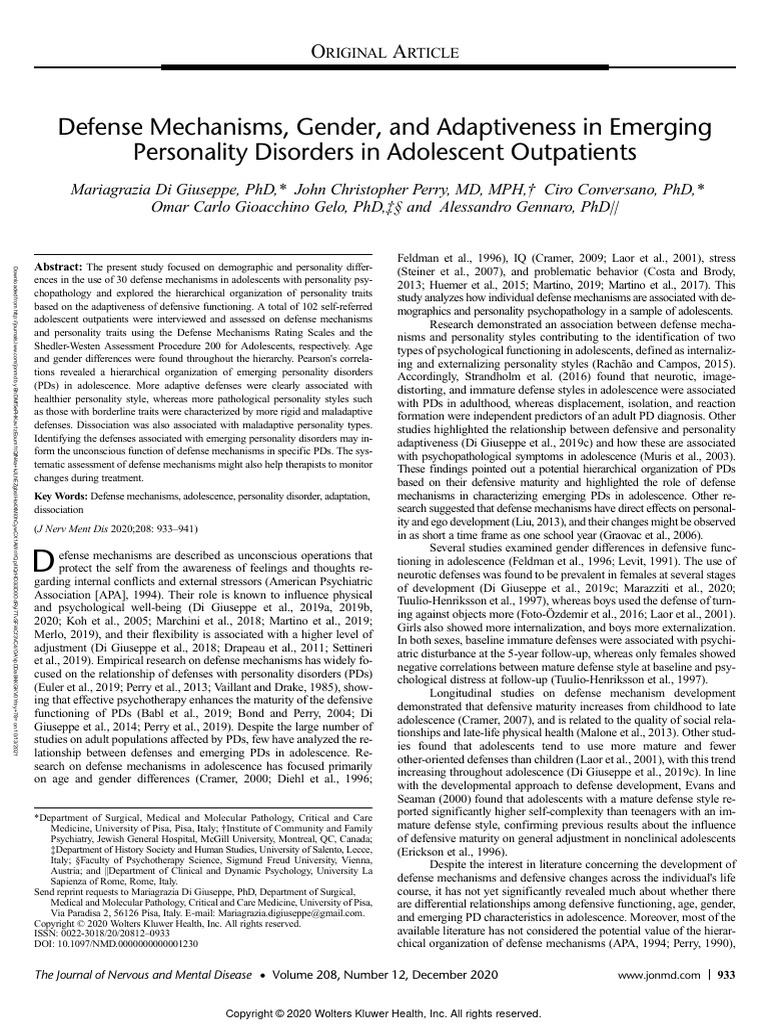 Defense Mechanisms | PDF | Psychological Concepts | Abnormal Psychology