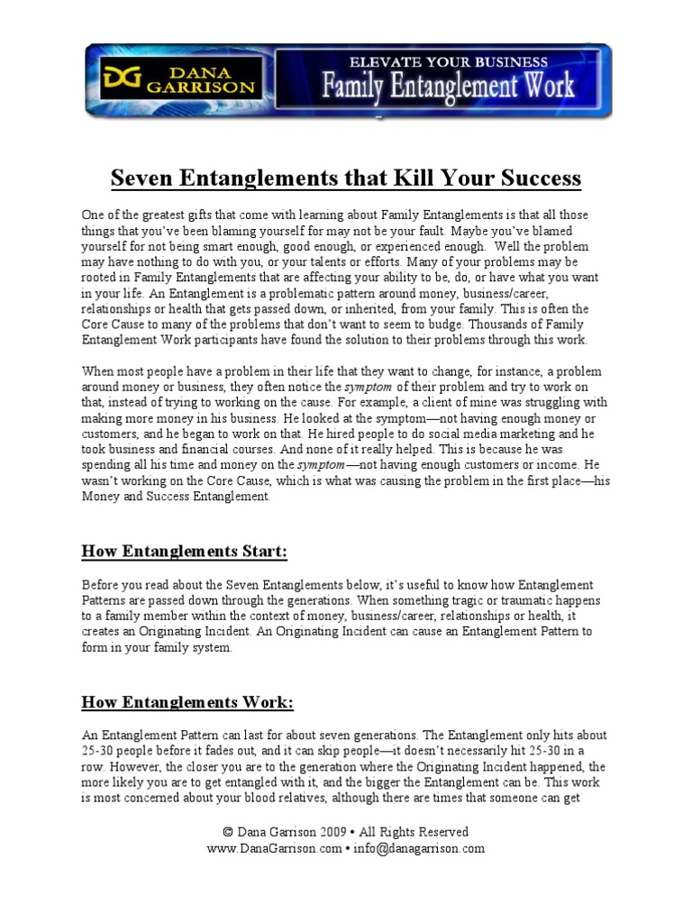 The 7 Entanglements That Kill Your Success - by Dana Garrison | PDF ...
