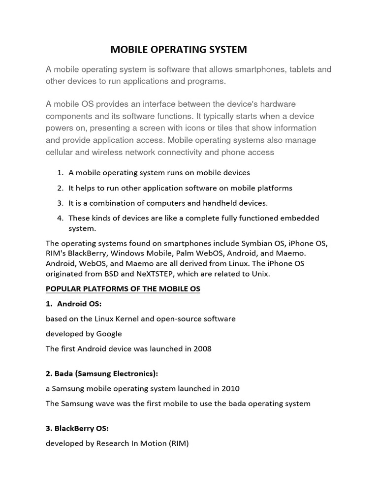 Mobile Operating System Download Free Pdf Android Operating System