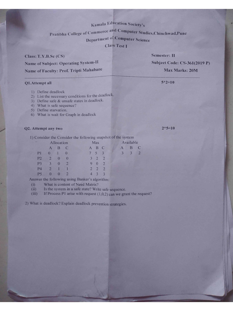 ClassTest 1&2 | PDF