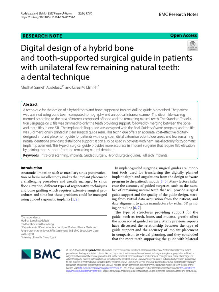 2024 - Digital Design of A Hybrid Bone and Tooth Supported Guide | PDF ...