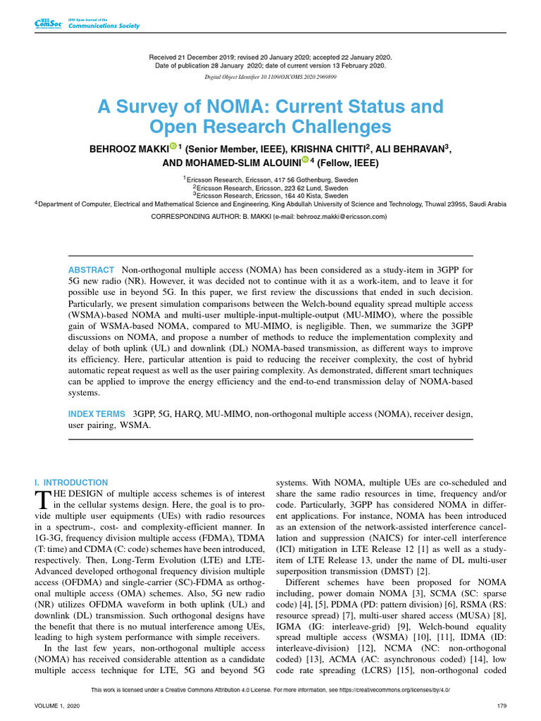 A Survey of NOMA Current Status and Open Research Challenges | PDF ...