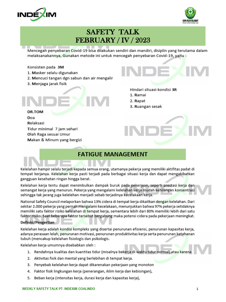 Week 4 Fatigue Management | PDF