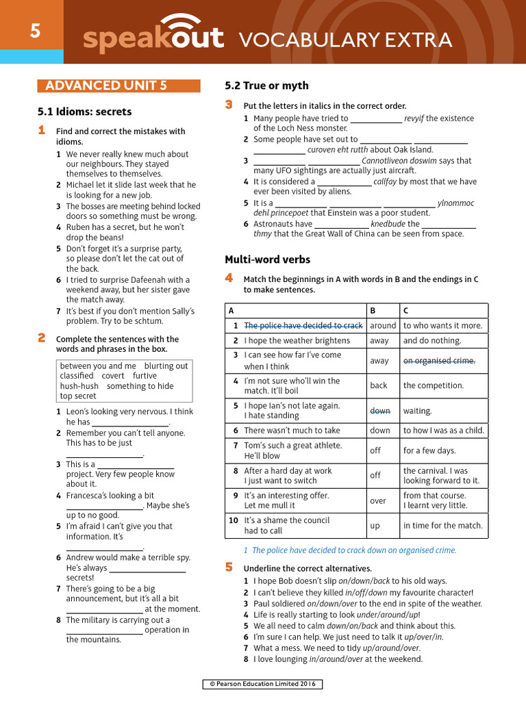 Speakout Vocabulary Extra Advanced Unit 5 | PDF