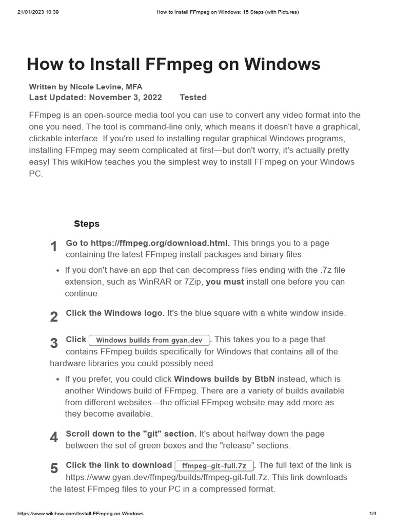 How To Install FFmpeg On Windows - 15 Steps (With Pictures) | PDF ... How To Install FFmpeg On Windows - 15 Steps (With Pictures) | PDF ...